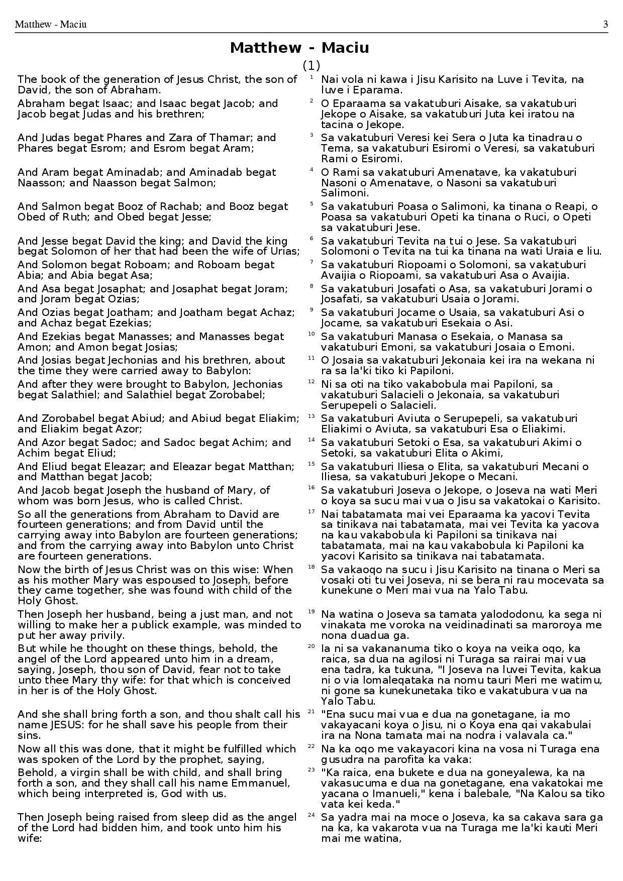 [PDF] New Testament: English - Fijian parallel text