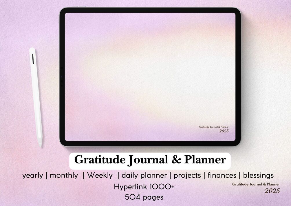 Digital Gratitude Planner | Hyperlinked PDF, 504 Pages