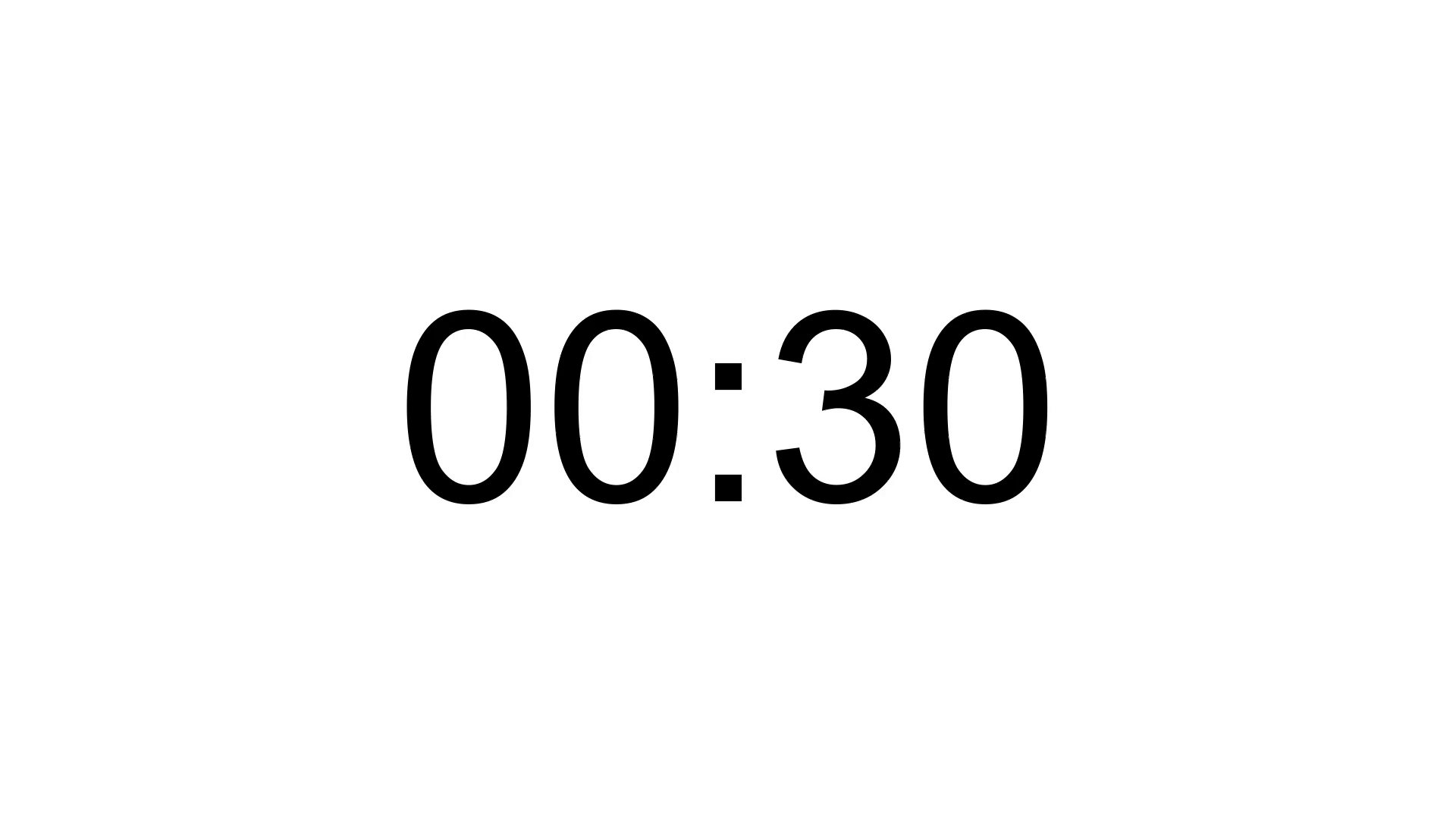 30 seconds clock timer countdown landscape black white screen