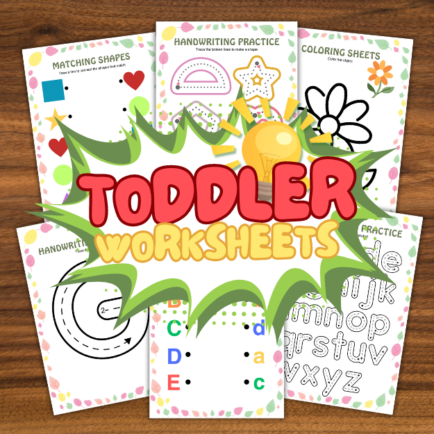 Printable Toddler Activity Worksheets Kindergarten Learning Bundle
