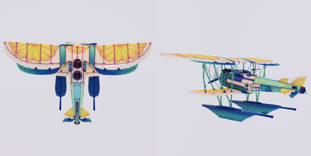 Stylized Rigged Plane 3D Model for Blender (Hand/Texture Painted ...