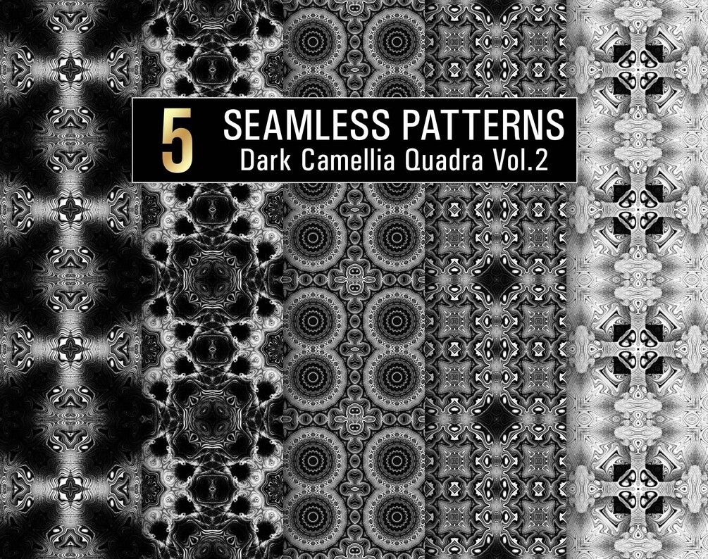 Dark Camellia Quadra Vol. 2 - 5 Seamless Patterns Pack