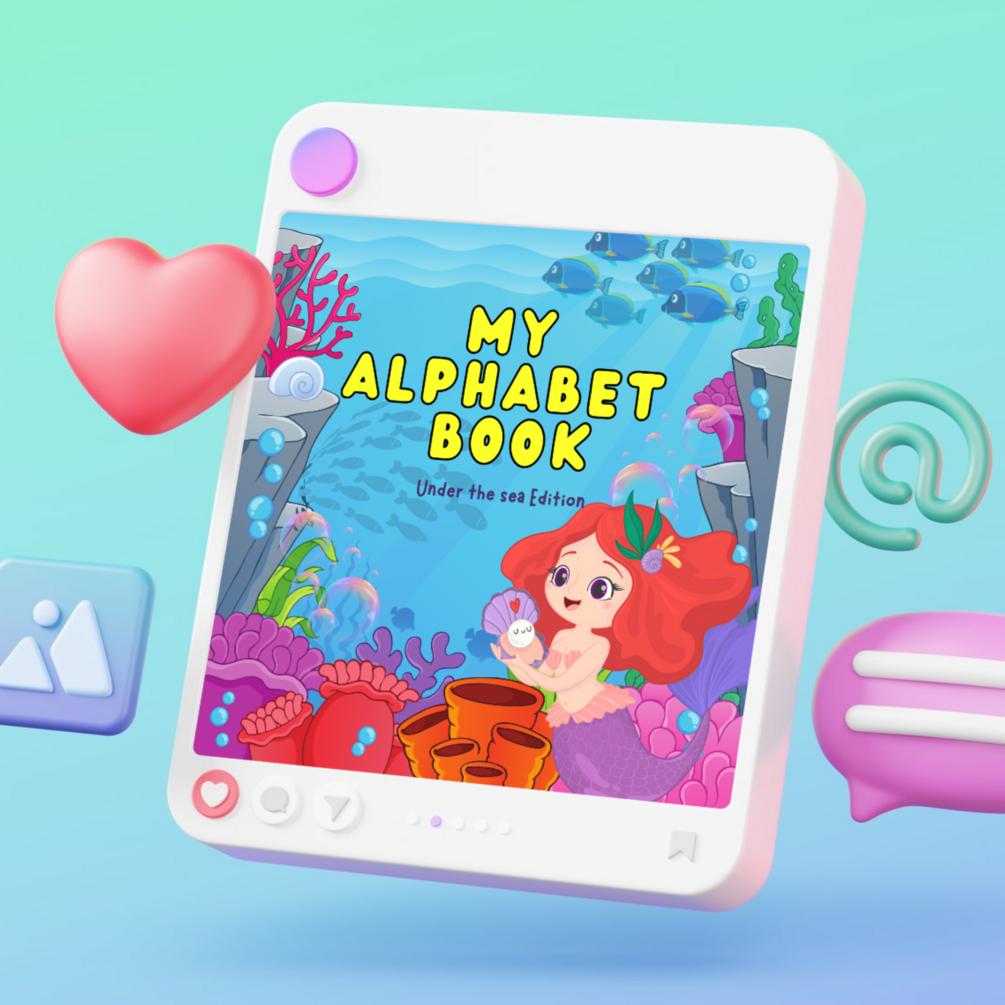 Beneath the sea themed alphabet book for kids (w/coloring & tracing)