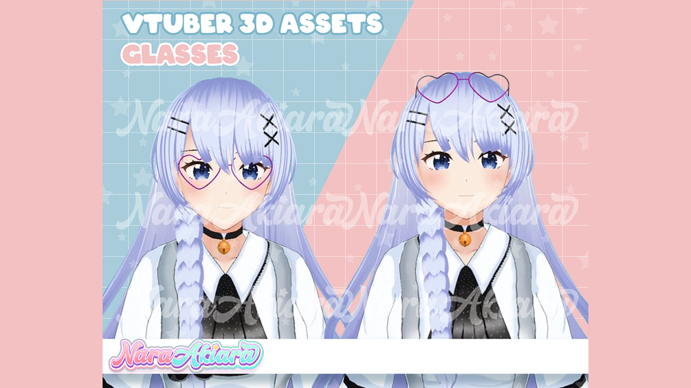 3D Vtuber Assets Glasses V2 vroid commission, 3D assets ready to use ...