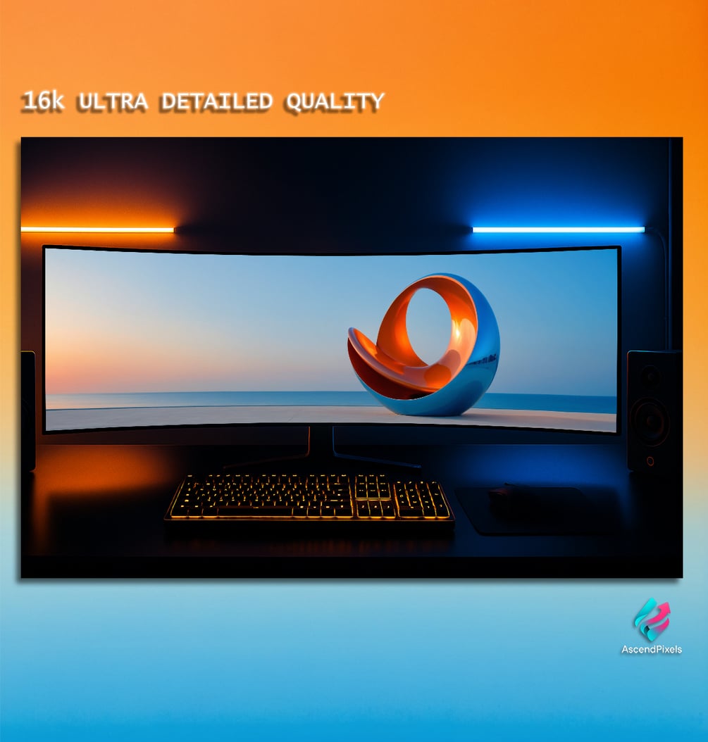 80+ Super UltraWide 16K [15360×4320, 32:9, 300 dpi], Sunset Orange and ...