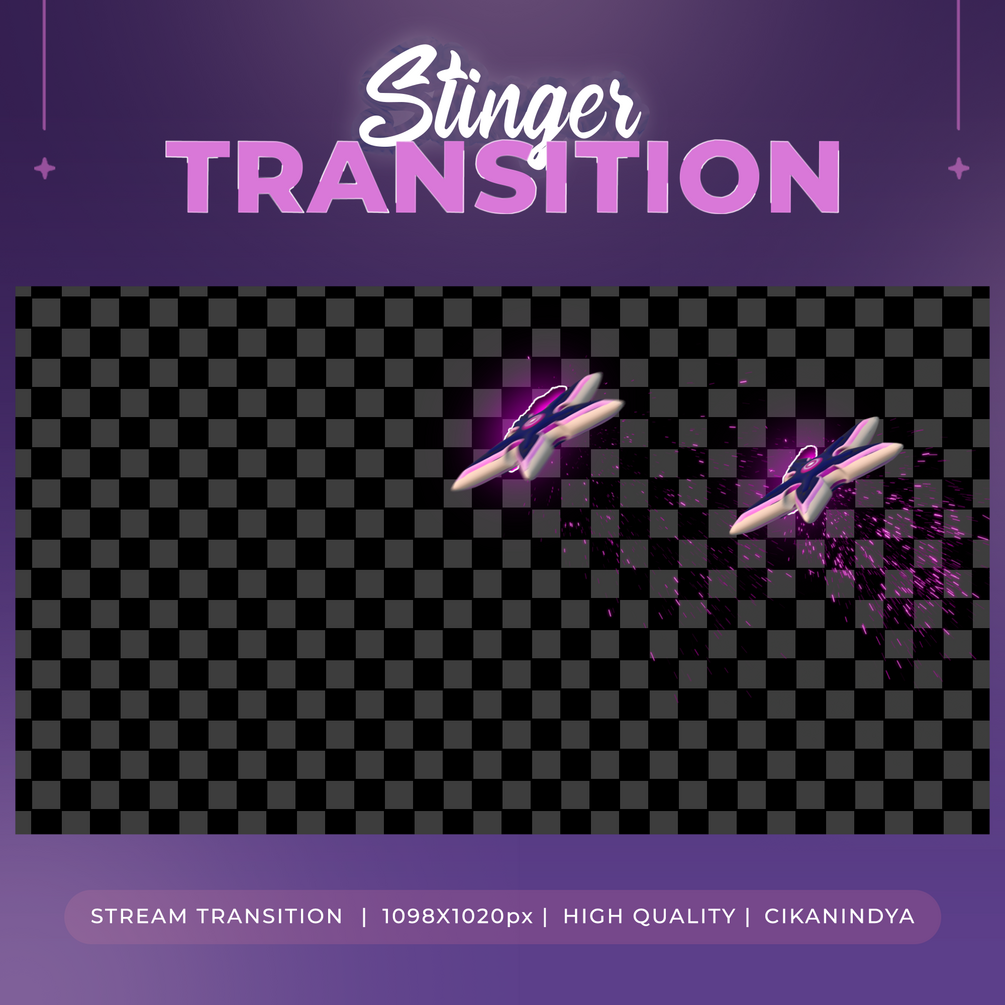 Animated Stinger Transition Ninja Shuriken Slash | Purple Pixelized ...