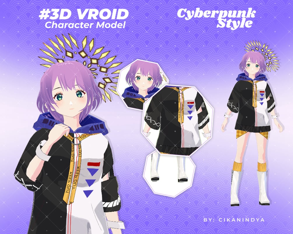 Tech-inspired Cutie 3D Vroid Character Anime Loli Girl Semi Cyberpunk ...