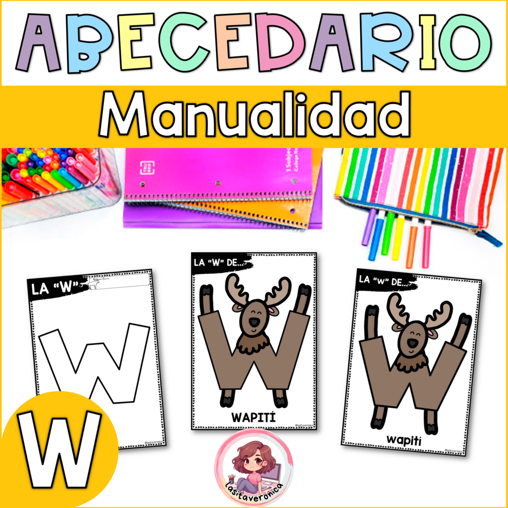 Manualidad letra W. Wapiti. Letter W Alphabet Craft. Spanish