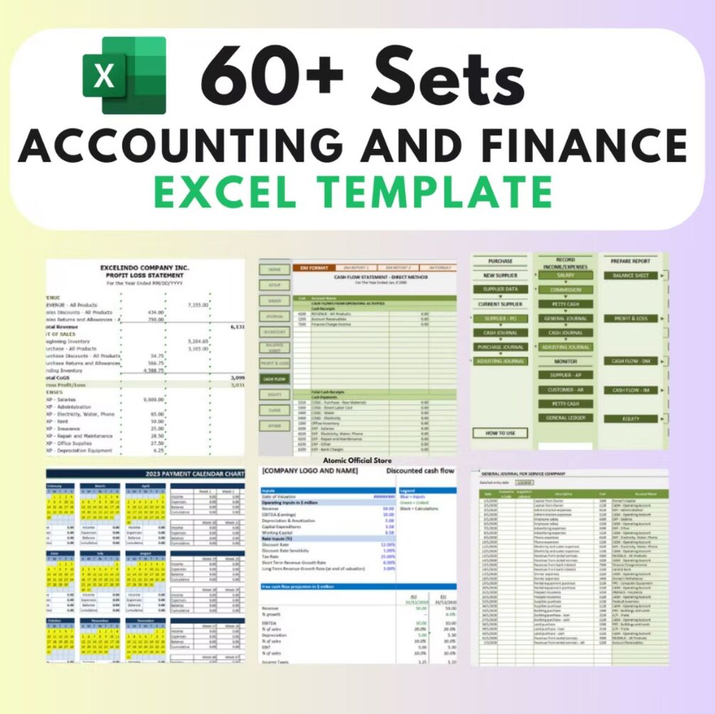 🔥INSTANT🔥 60+ Sets Accounting And Finance Excel Template : Cash Flow ...
