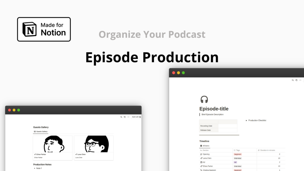 Podcast episode planner for Notion