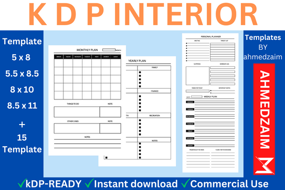 MONTHLY PLAN.YERLY PLAN . WEEKLY PLAN AND PERSONAL PLANNER KDP ...