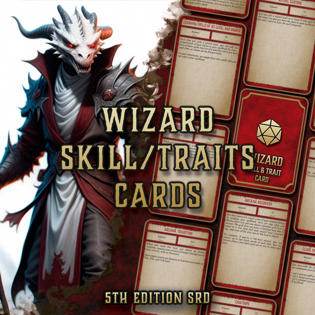 DnD Wizard Skills and Traits Cards | Character Skills Cards | 5th ...