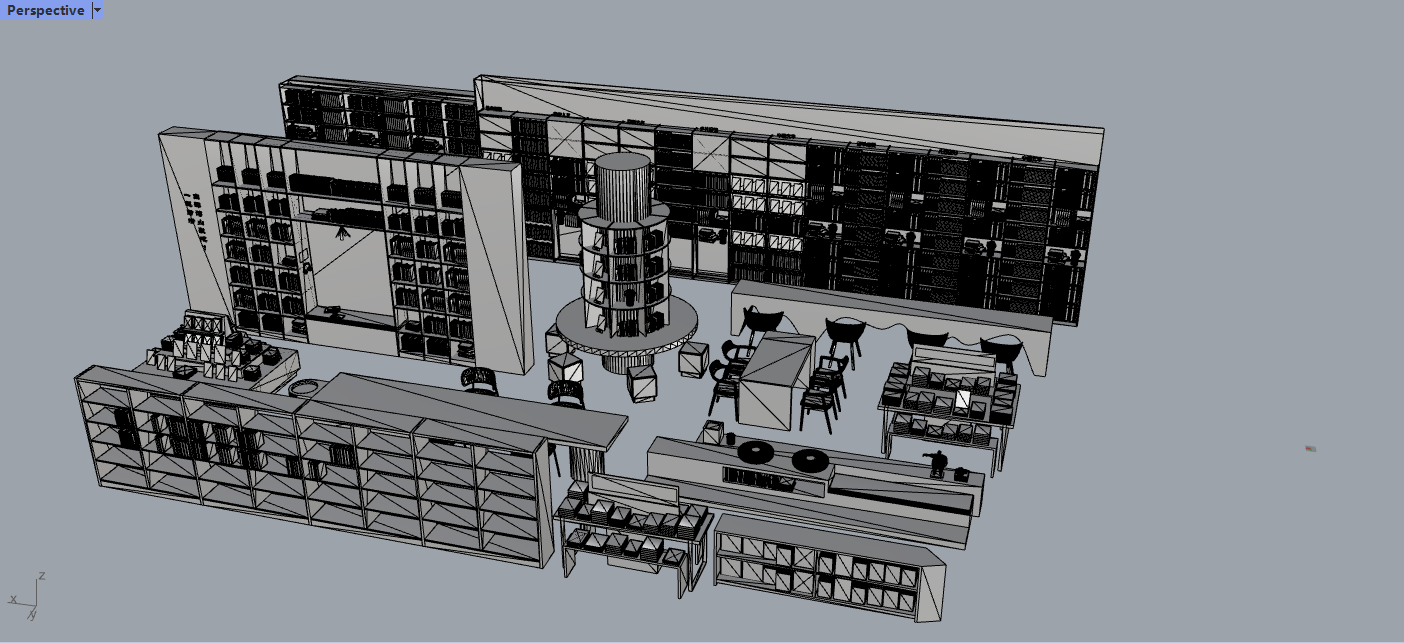 library sketch up architecture model