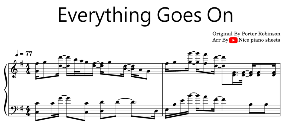 Porter Robinson - Everything Goes On/群星依舊閃爍｜高還原純鋼琴版｜Nicepianosheets Ver.