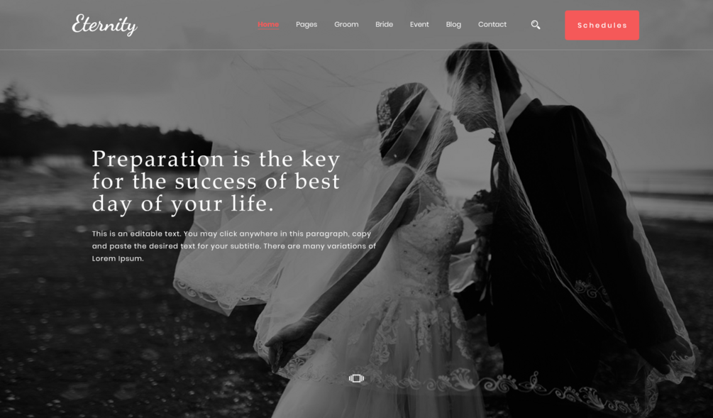 ETERNITY - Wedding Planner Landing Page Header