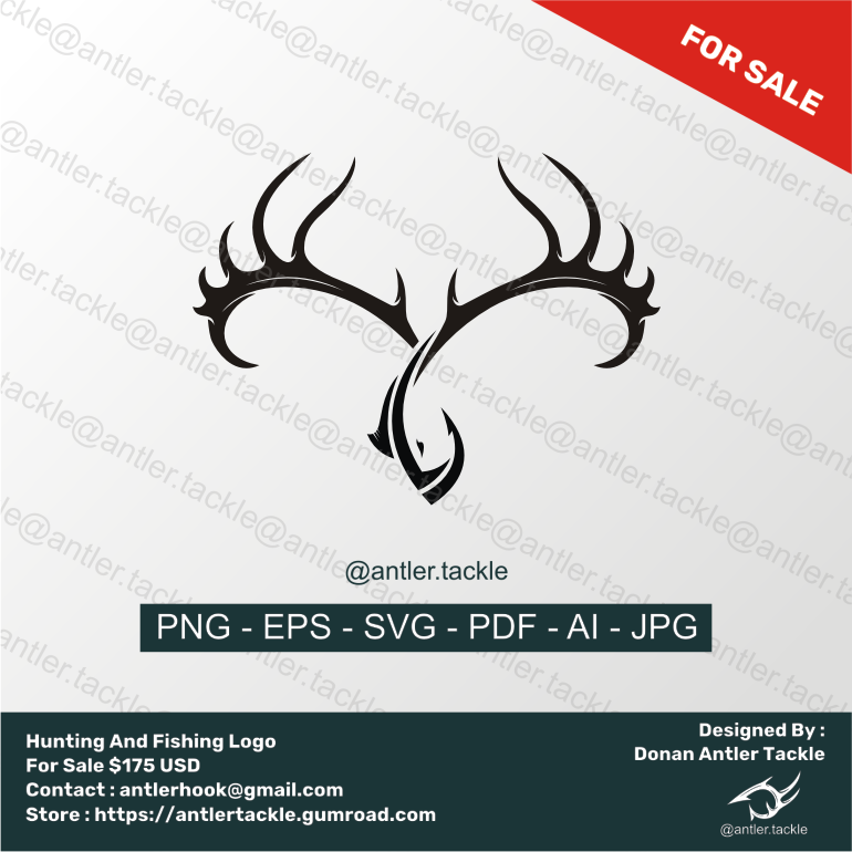 Fish Hook Deer Antler Fishing Hunting Logo Designed By Donan Antler Tackle