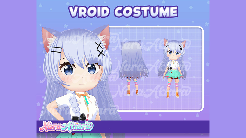 Show Your Style with 3D Vroid Clothes White T-Shirt with Tosca Skirt ...