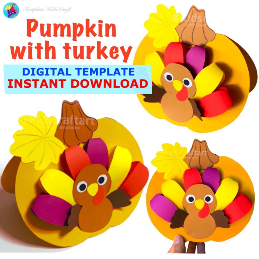 Pumpkin Turkey Thanksgiving Thank You Card Fall Crafts Autumn Craft ...