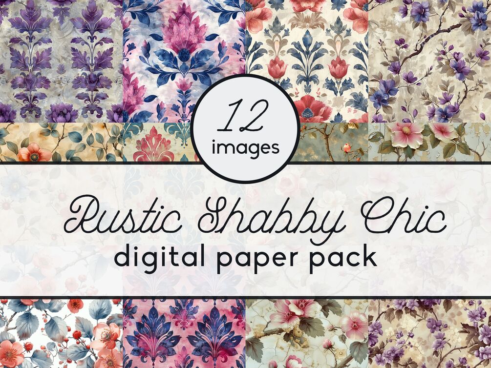 RUSTIC SHABBY CHIC DIGITAL PAPER PACK