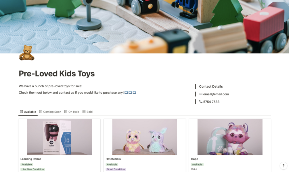 Digital Garage Sale Notion Template