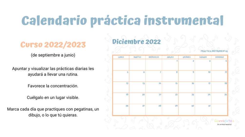 Calendario práctica instrumental