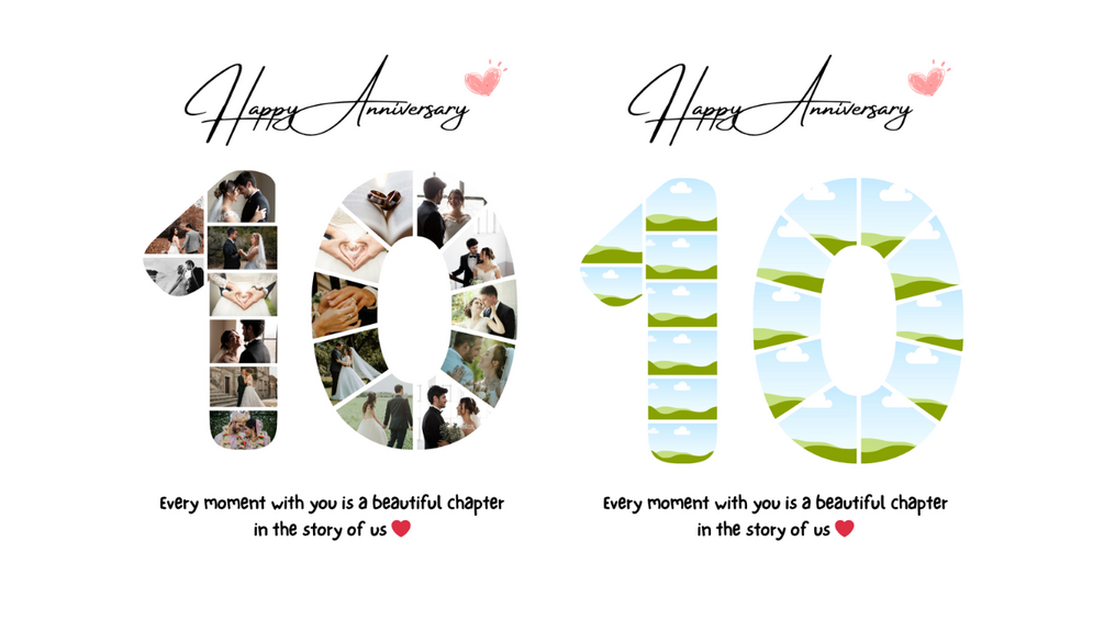 10 Years Anniversary Photo Collage Template Happy Anniversary Card ...