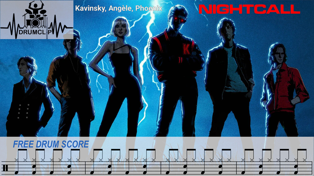 Kavinsky, Angèle, Phoenix - Nightcall (Drum Sheet Music)