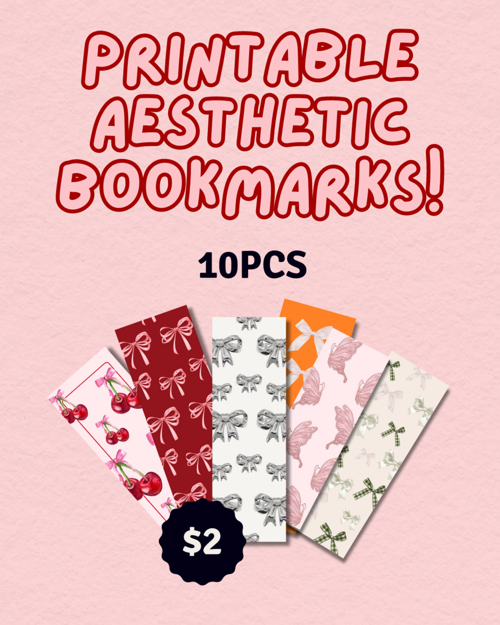 PRINTABLE AESTHETIC COQUETTE COLORFUL BOOKMARKS