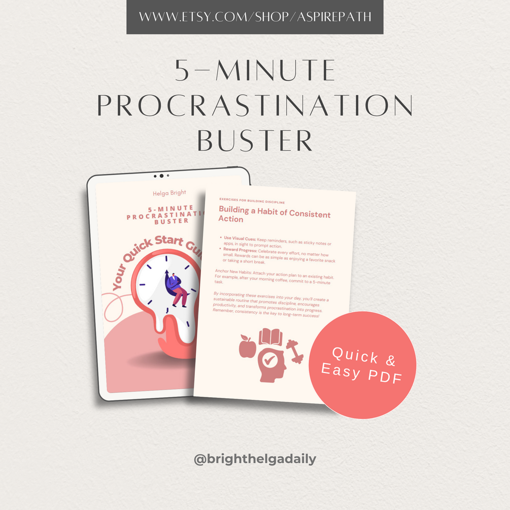 5-Minute Procrastination Buster | Quick Action Plan PDF | Time-Management Tips | Daily ...