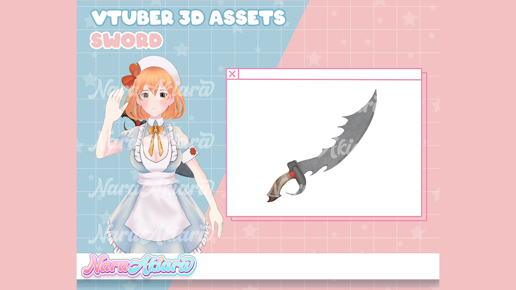 3D Vtuber Assets Thunderbolt Sword vroid commission, 3D assets ready to use vtuber stream