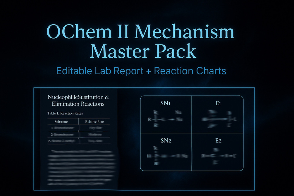 OChem II Mechanism Master Pack — Editable Lab Report + Reaction Charts