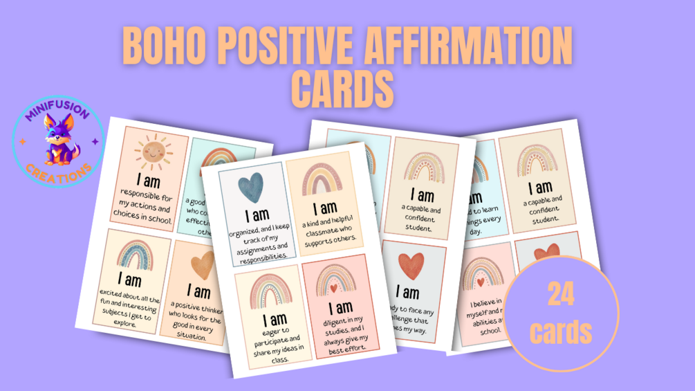 Boho Positive Affirmation Cards For Kids