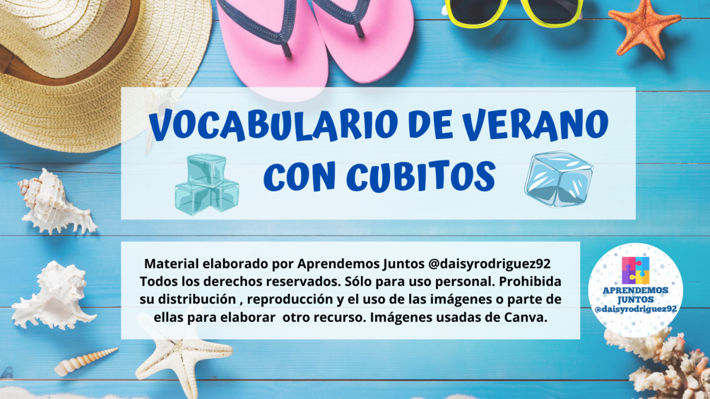 VOCABULARIO DE VERANO CON CUBITOS