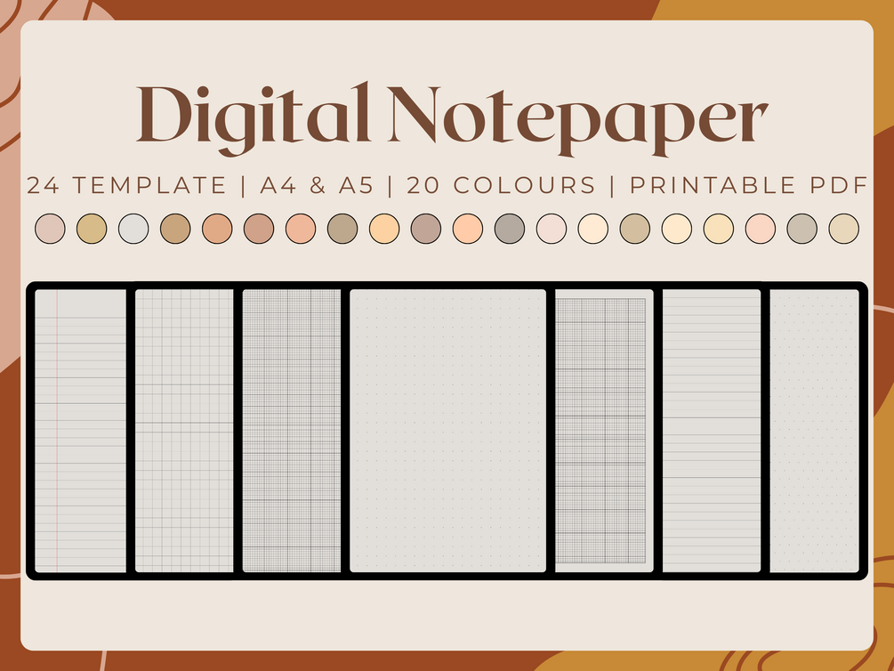 Digital Notepaper for Goodnotes & Notability - 24 templates, A4/A5 ...