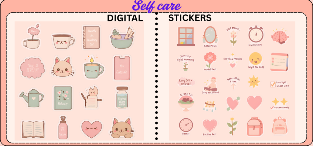 Self care Digital stickers