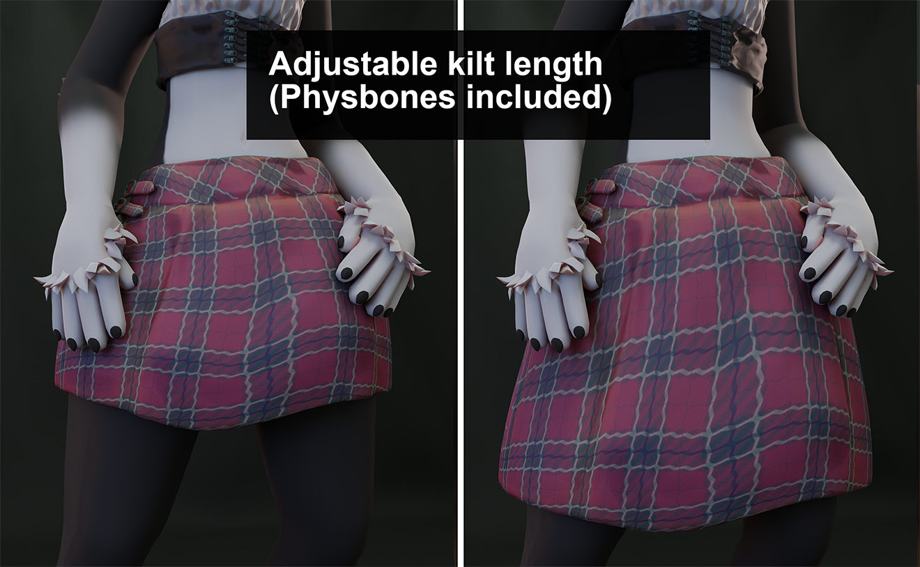 VRChat Nanachi Highland Set (Unisex Option Kilt + Corset + Blouse)
