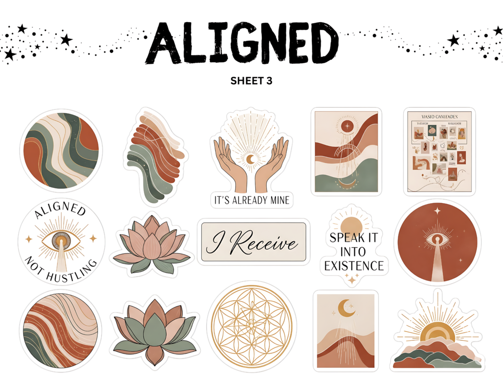 ALIGNED Sheet 3 – Premium Printable Sticker Sheet (15 Stickers)