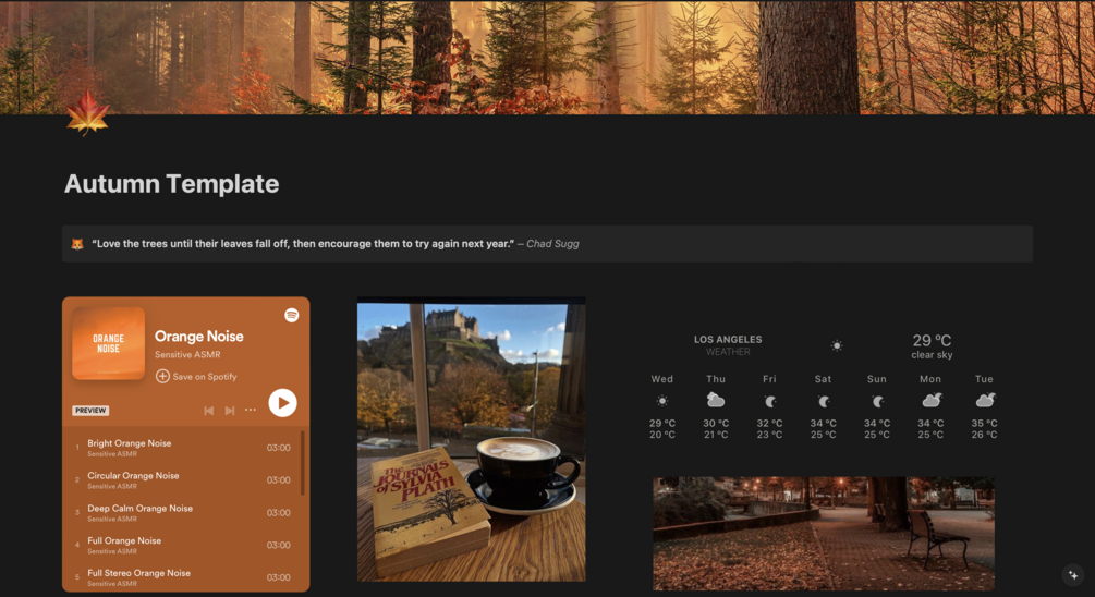 Notion Autumn Theme Template