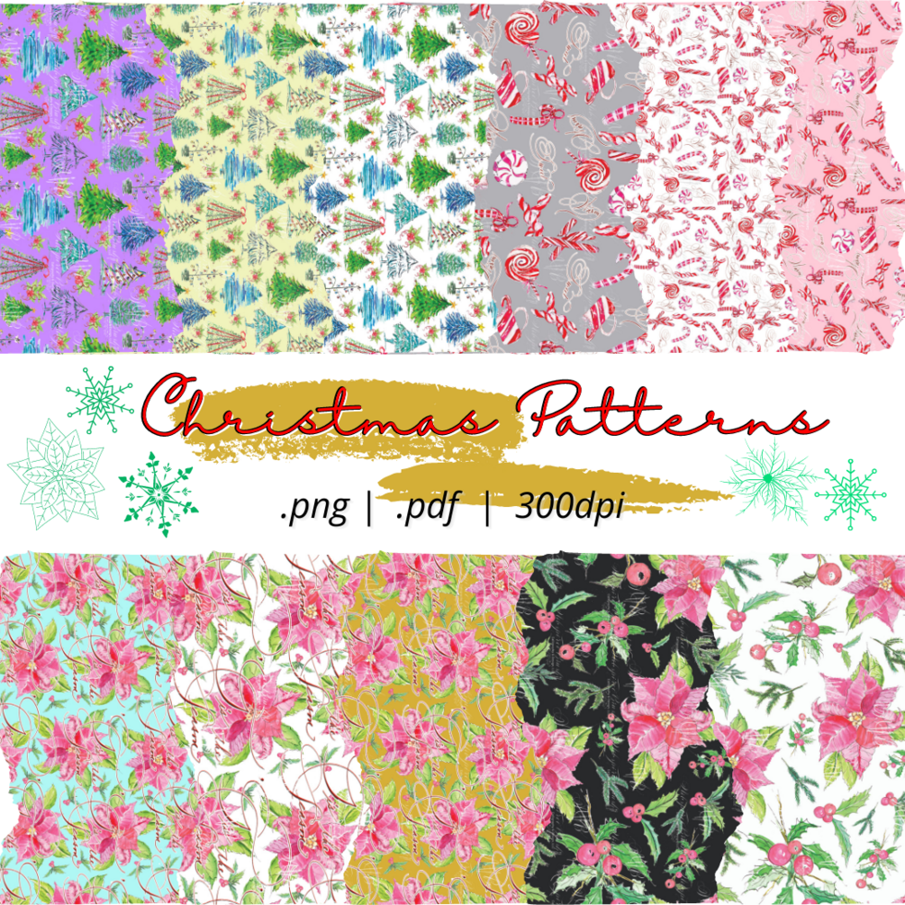 Christmas Patterns Digital Paper Bundle (Set of 11)