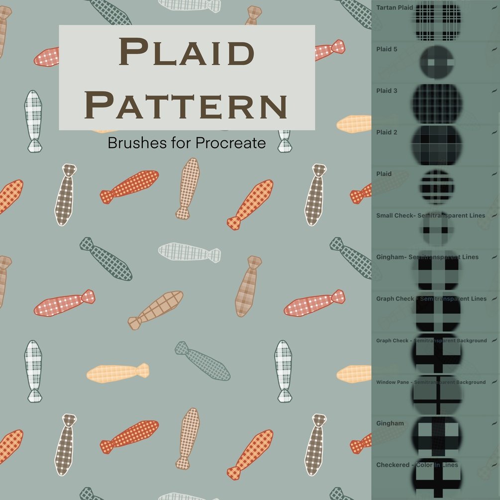 PLAID - Procreate PATERN brushes, for lovely backgrounds, print on demand