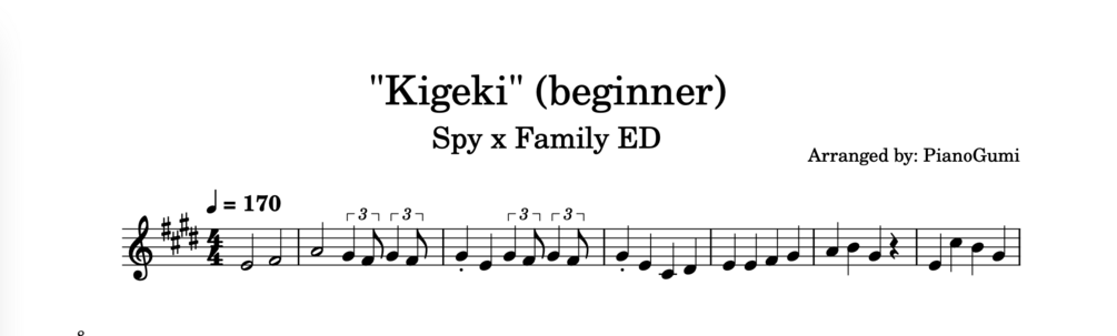 Spy x Family ED - "Kigeki" - BEGINNER Piano Sheet Music