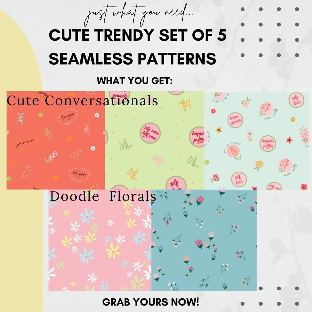 Curated Set of Cute Trendy Seamless Patterns for Fashion And Retail