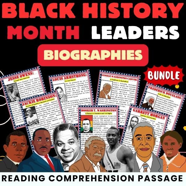 Black History Month Reading Comprehension Passages Biographies ...