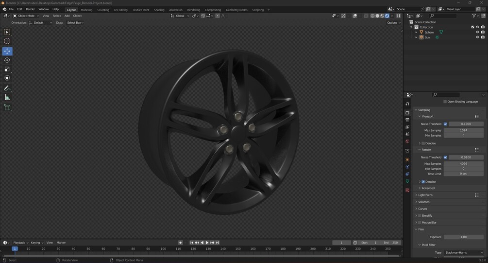 Felge/Rim OBJ 3D Model (+Blender projekt)