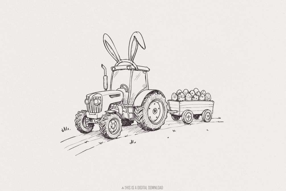 Farm Tractor Sublimation, Easter Tractor PNG, Digital Download, Easter ...