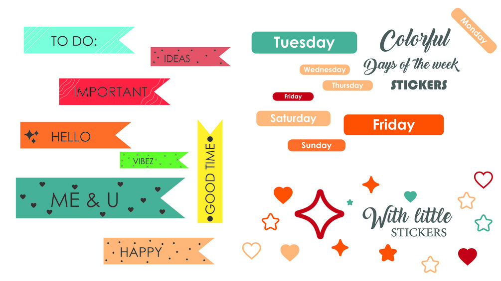 COLORFUL DAYS OF THE WEEK STICKERS