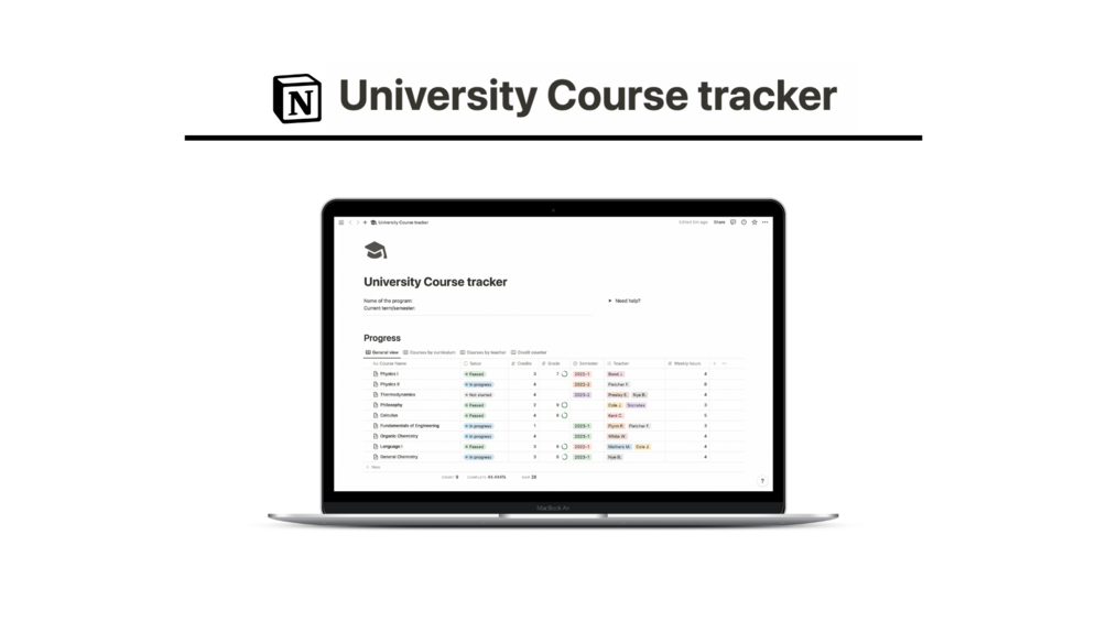 Notion - University Course Tracker