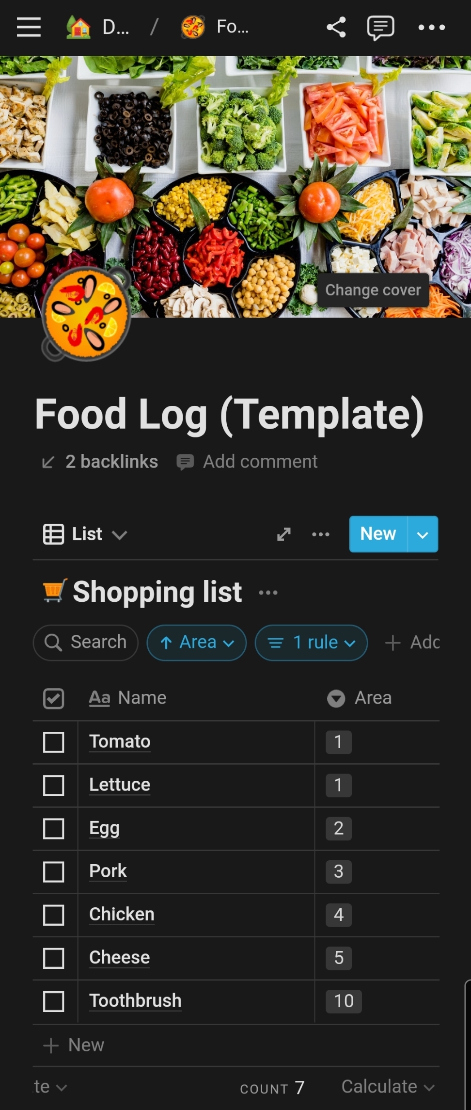 🥘 MEAL PLANNER / FOOD LOG - Notion template