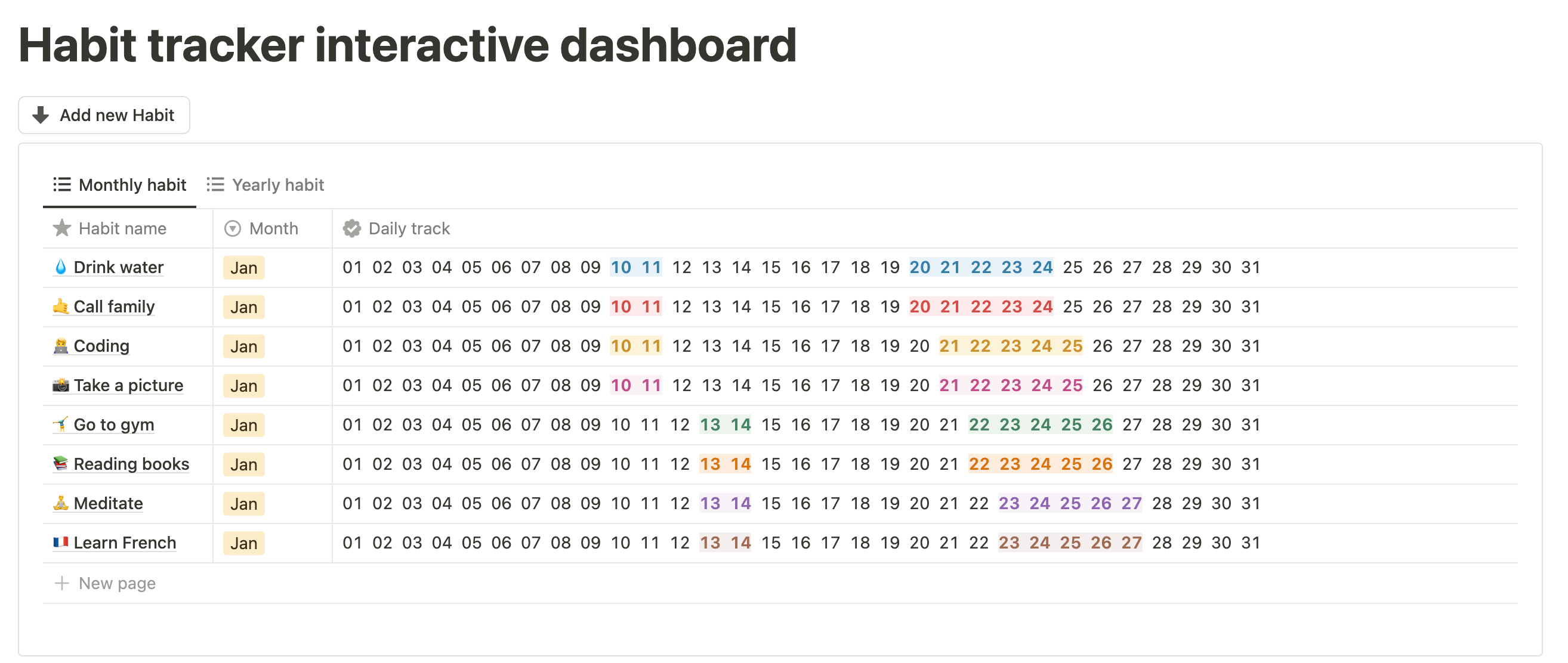 Interactive Monthly Habit Tracker | Daily Tracking on Notion - Special ...