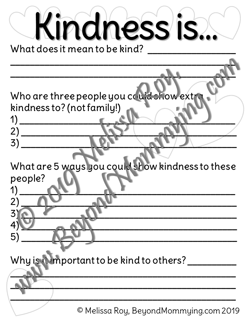 "Kindness is..." Worksheet